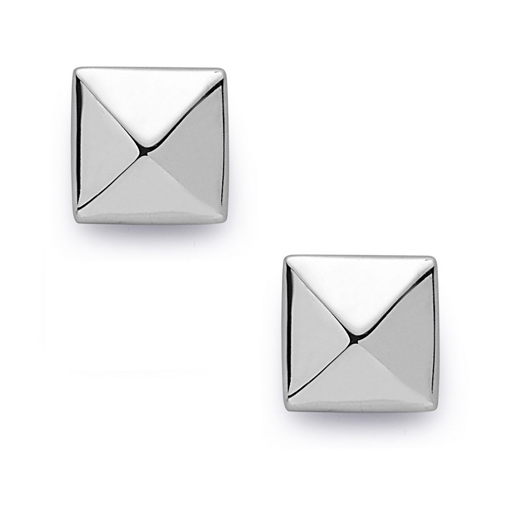 SILVER EMPIRE Fine Jewelry | 925 Sterling Silver 3D Pyramid Earrings for Women | Fashion Stud Earring | Durable & Lightweight | E Coat Finish for Tarnish Resistance | Post Back | Hypoallergenic