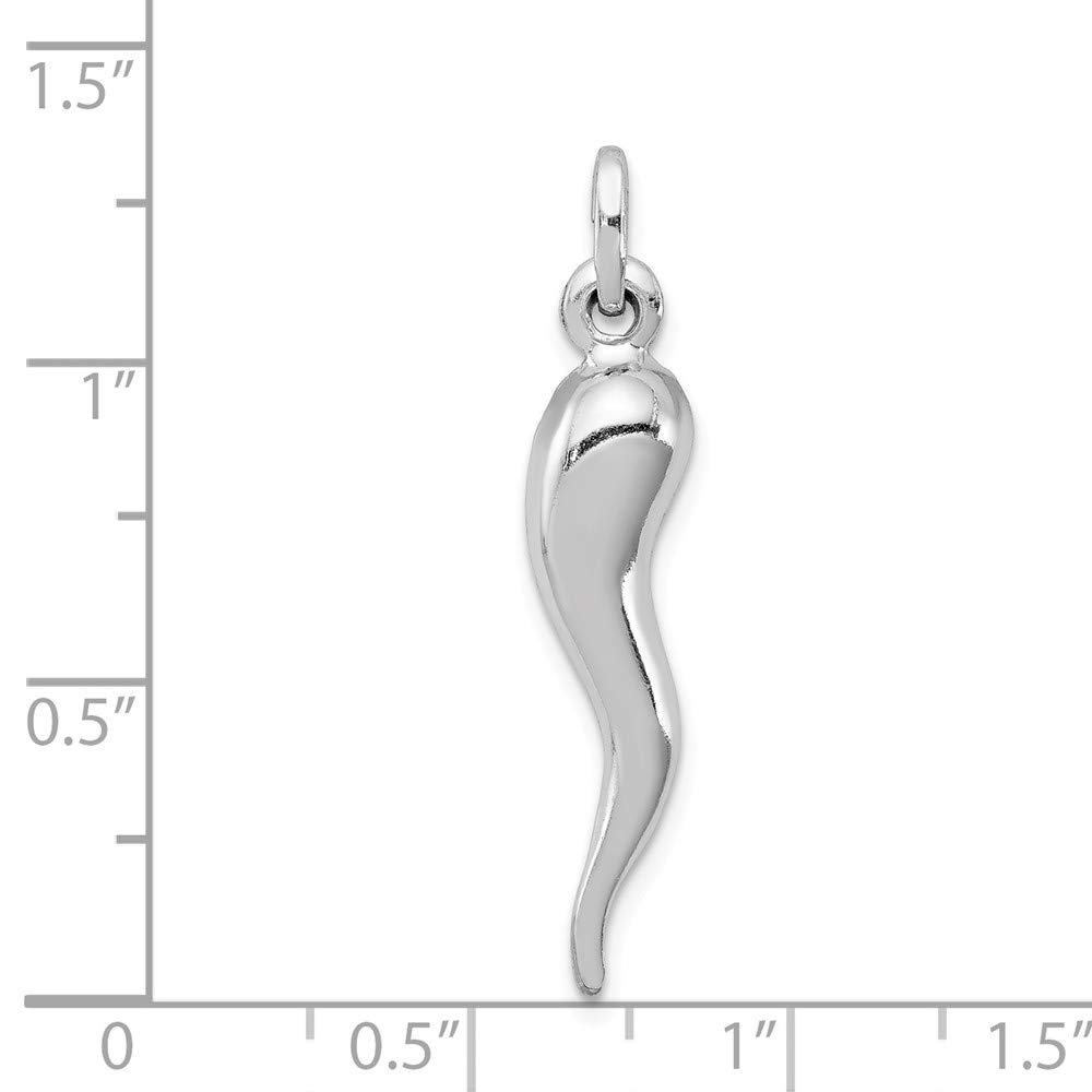 Sterling Silver Rhodium Plated Polished Italian Horn Charm Pendant