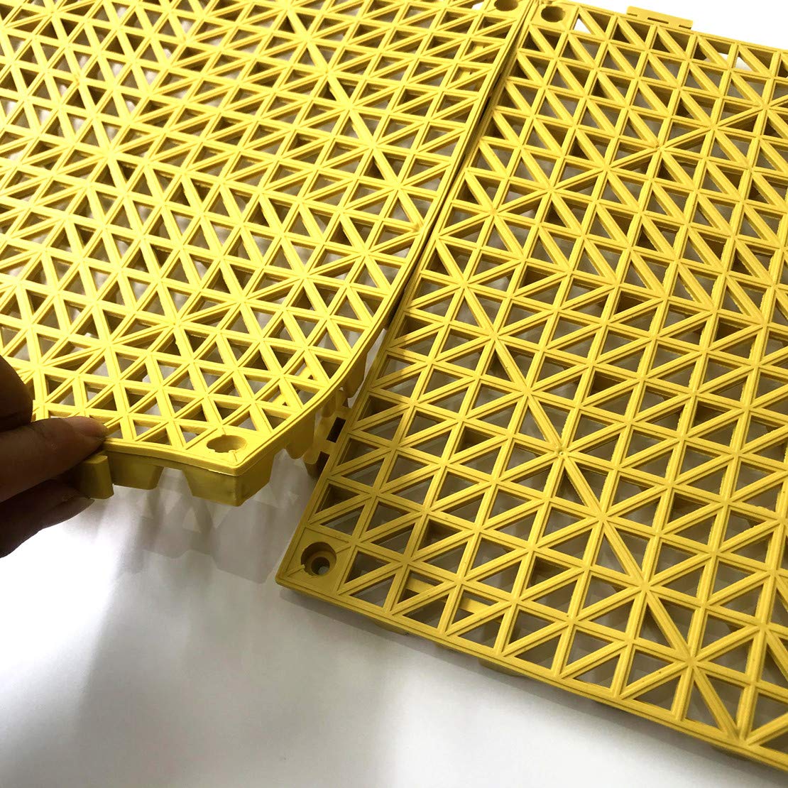 4pcs Modular Interlocking Cushion 11.5" x 11.5" Floor Tile Mat Mats Drain Pool Shower Home Indoor/Outdoor (Yellow)