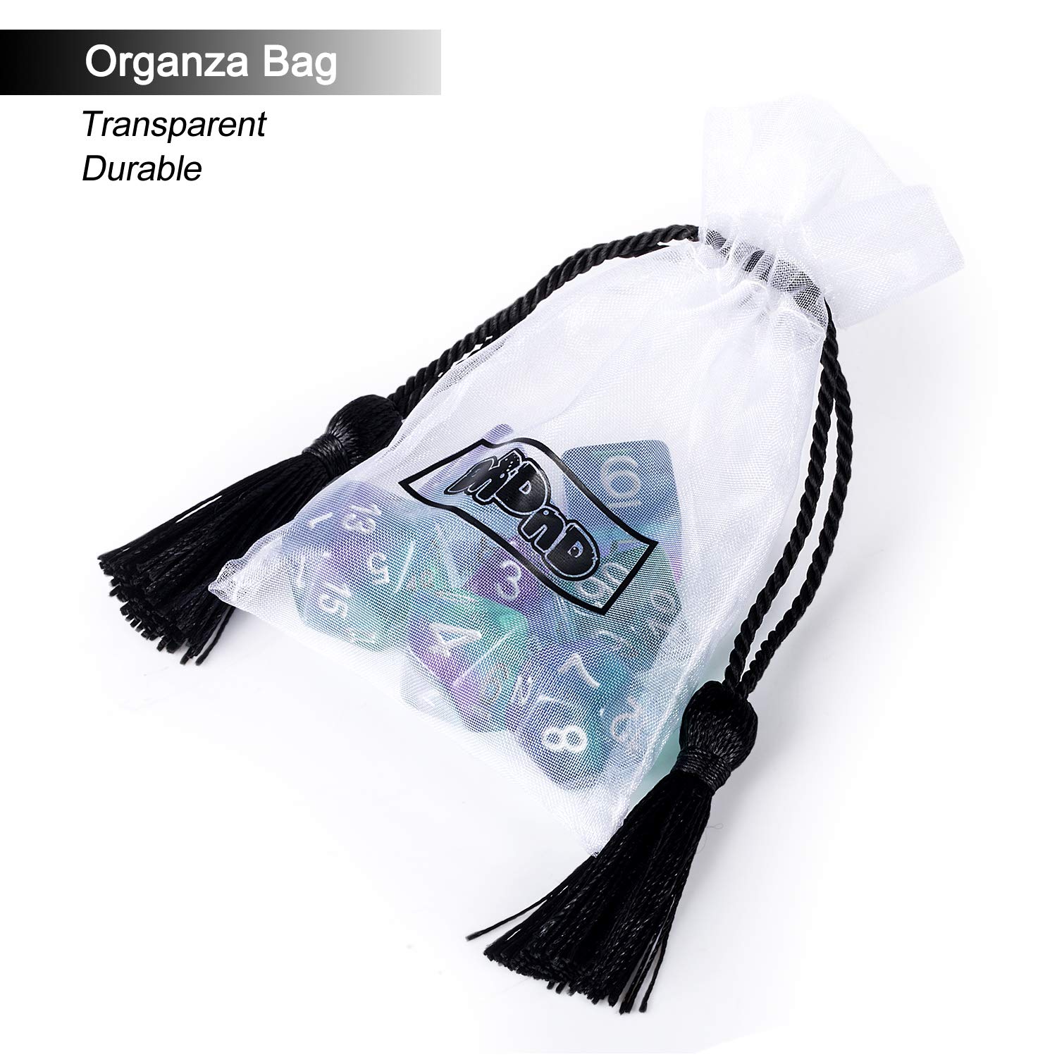 Resin D&D Dice Set,DNDND Translucent Multiable Colors Polyhedral Dice with Organza Bag for DND,Dungeons and Dragons Roleplay Games and Table Games