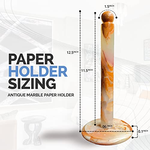 TheWolfard Luxury Handmade Calcite Crystal Paper Towel Holder Stand for Kitchen Countertop, Dining Table, Cabinet, Bathrooms & Housewarming Gifts and Healing Stone, WhitanBrown, 12.5x6x6 (PTH2021)