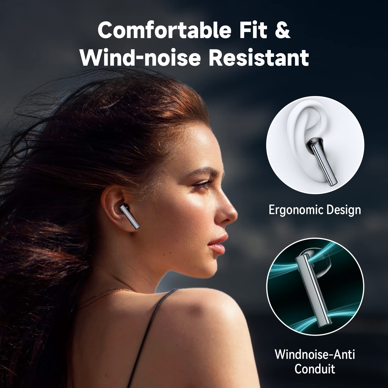 Wireless Earbuds Bluetooth Headphones 40Hrs Playtime Ear Buds with Digital Display Charging Case Microphone Immersive Stereo Audio Headset IPX7 Waterproof Sports Earphones for iOS Android Laptop Black