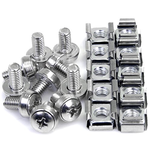 StarTech.com M6 Screws and Cage Nuts - 50 Pack - M6 Mounting Screws and Cage Nuts for Server Rack and Cabinet - Silver (CABSCREWM6)