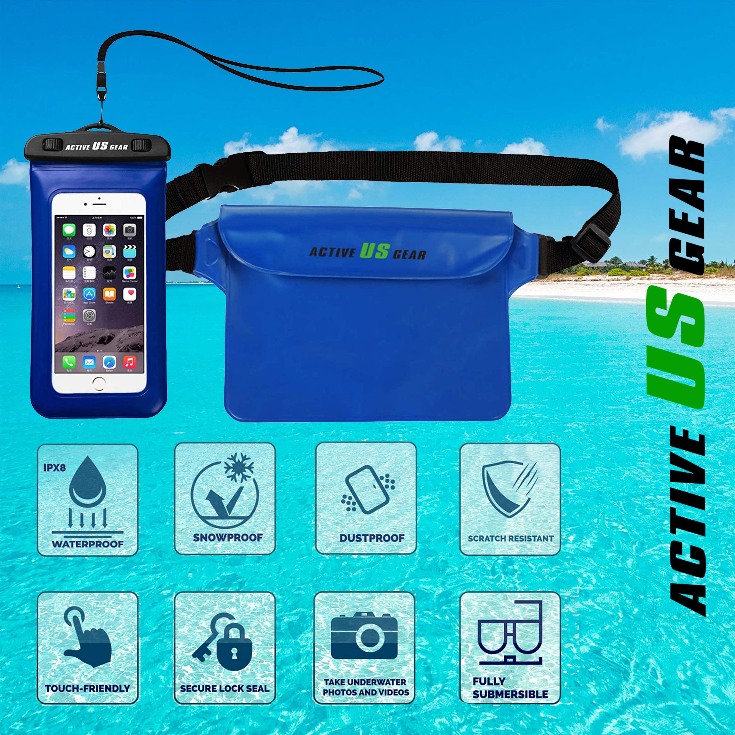 Waterproof Pouch with Waist Strap, Screen Touchable Dry Bag and Floating Phone Case for iPhone 11 Pro Max/XS Max/XR/X Galaxy S10/S9 Note 10/9 Google Pixel Up To 6.5" for Boating Fishing Kayaking Beach