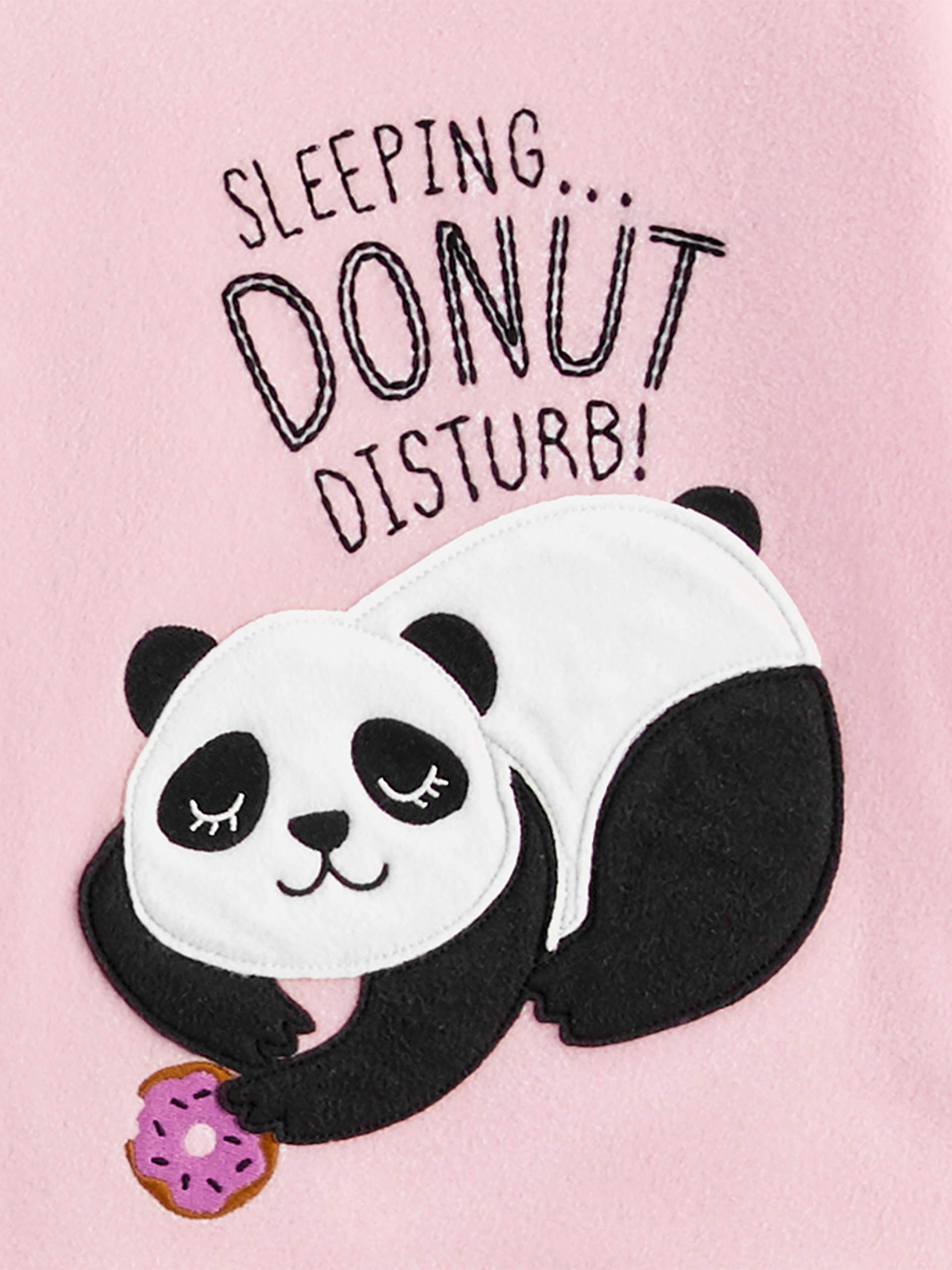 Simple Joys by Carter's Girls' 4-Piece Pajama Set (Cotton Top & Fleece Bottom), Grey Panda/Pink Donut/White Text Print/Dots, 3T