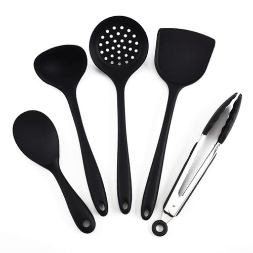 SLEEVY Kitchen Utensils Set Non-stick Kitchenware Cooking Tools Spoon Soup Ladle Spatula Shovel Accessories (Color : E, Size : 5 pieces)