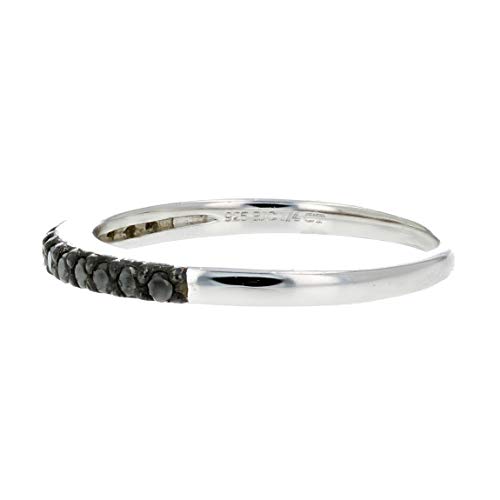 Vir Jewels 1/5 cttw Black Diamond Ring Wedding Band .925 Sterling Silver 13 Stones Round Size 9