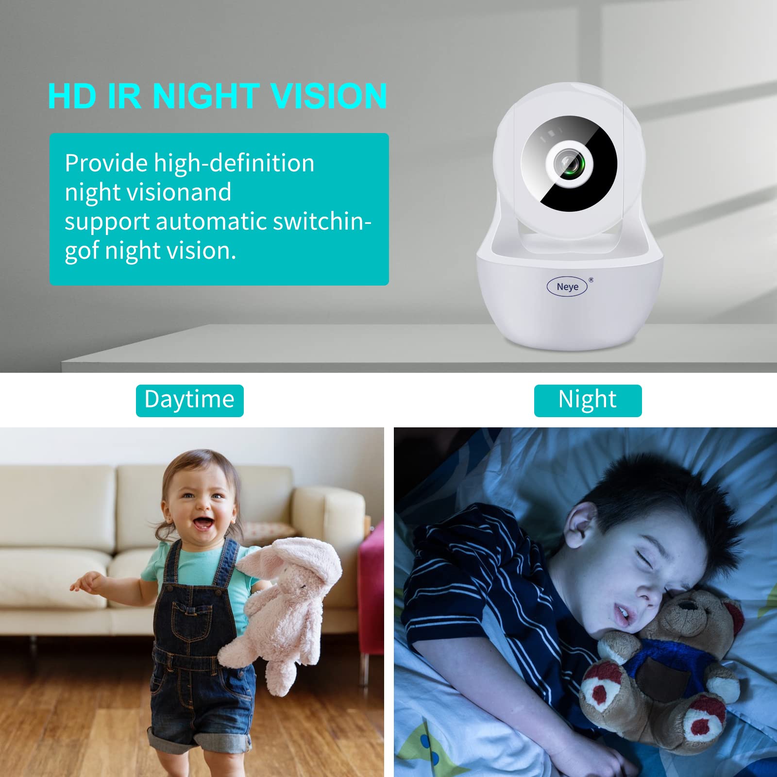WiFi Security Home Camera,Baby Monitor Wireless IP Camera with Night Vision Two Way Audio Cloud Storage, Supports 5G WiFi,up to 128GB(White) Indoor Camera