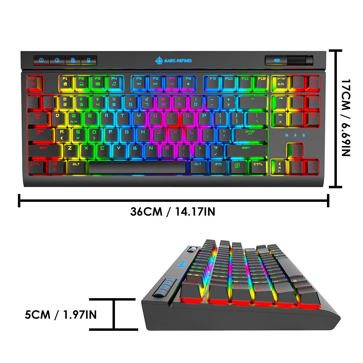 ZIYOU LANG Mechanical Gaming Keyboard,87 Keys Chroma RGB LED Backlit,Black Computer Keyboard,PU Wrist Rest,Multimedia Keys,Anti-ghosting Keys,Waterproof Light Up USB Wired Keyboard for PC Mac Xbox