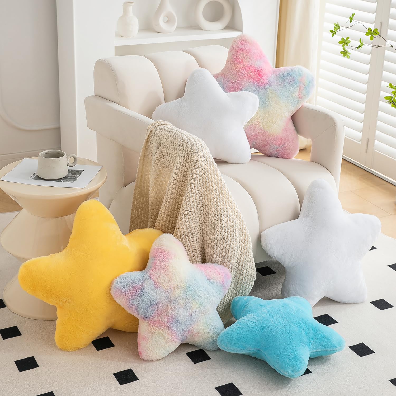Togtlafil Star Pillows,Decorative Star Shaped Throw Pillow,Cute Room Decor,Bedroom Home Decor,15.7 inch,Plush Star Pillow (White 15.7 in)