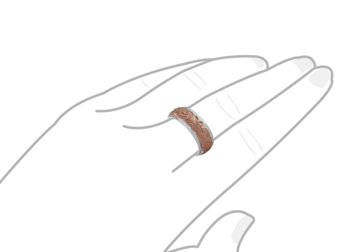 Sterling Silver 14kt Rose Gold Plated Raised Hawaiian Band Ring Size 6