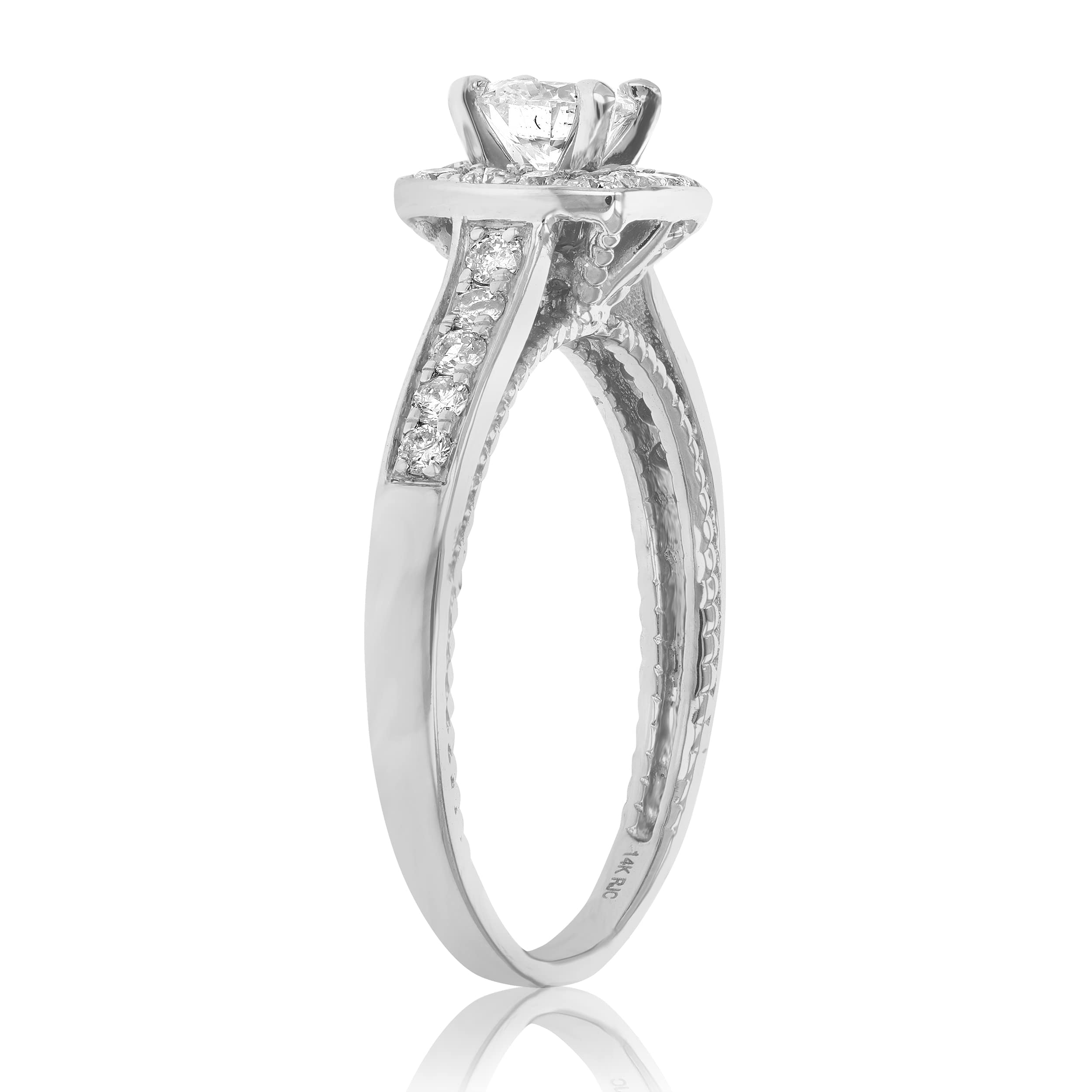 Vir Jewels 3/4 cttw Diamond Milgrain Wedding Engagement Ring Cushion 14K White Gold Bridal Size 7