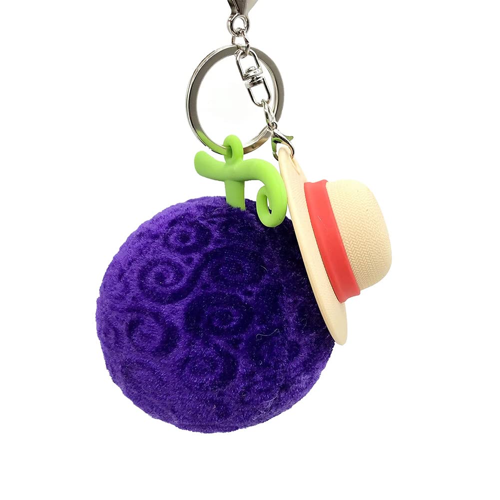 Yonune ZISDHNEO One-s Piece-s keychain,Devil-s Fruit Anime Plush Keychains,Car Backpack Key Chain Cosplay Luffy-s Straw-s Hat keychain