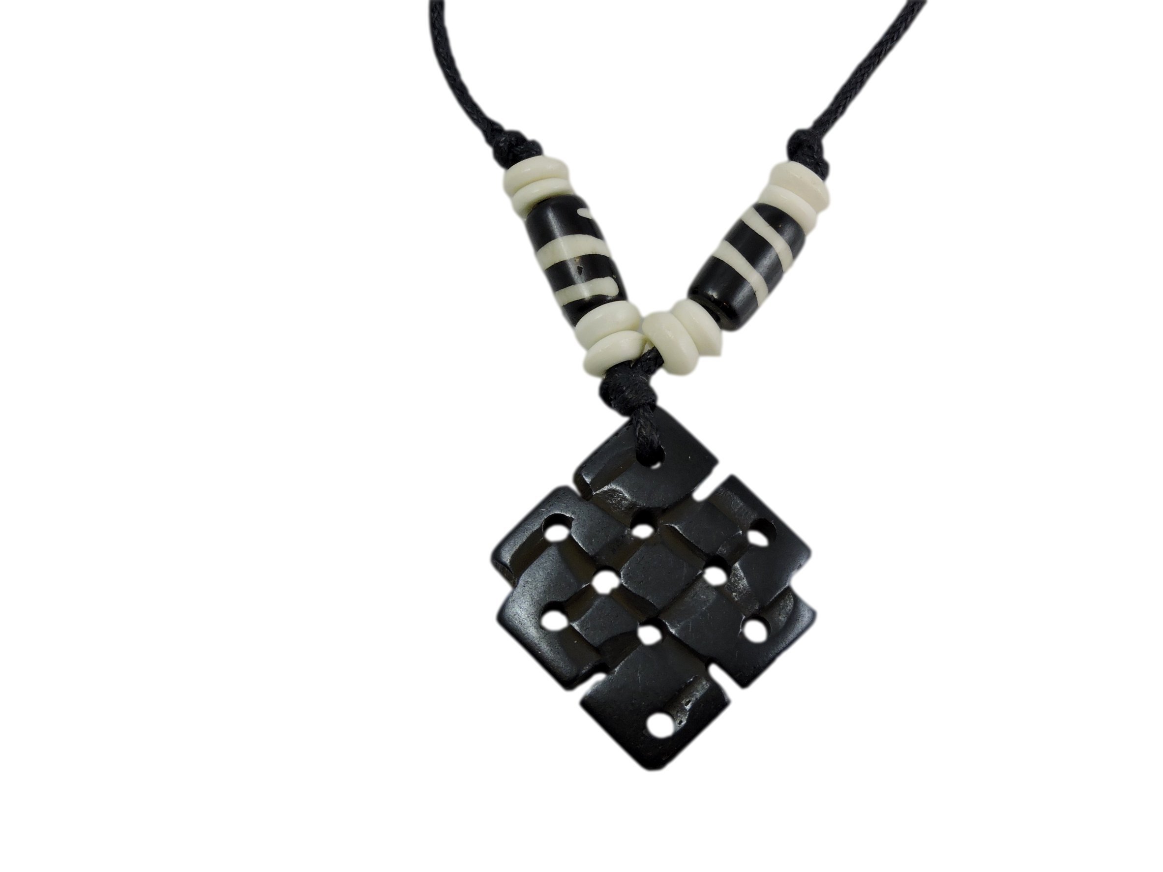 Tibetan Eternal Knot Yak Bone Pendant Necklace