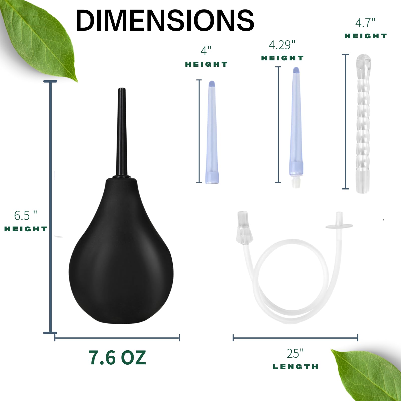 TEMONTIAN Enema Bulb Kit ,Anal Douche for Men Women Beginners,Enima Vaginal Cleaner kit for Men Women,Amal Douche Dottle,Douches for Men Women with 19.7in Hose+4 Replaceable Nozzles (BLACK)