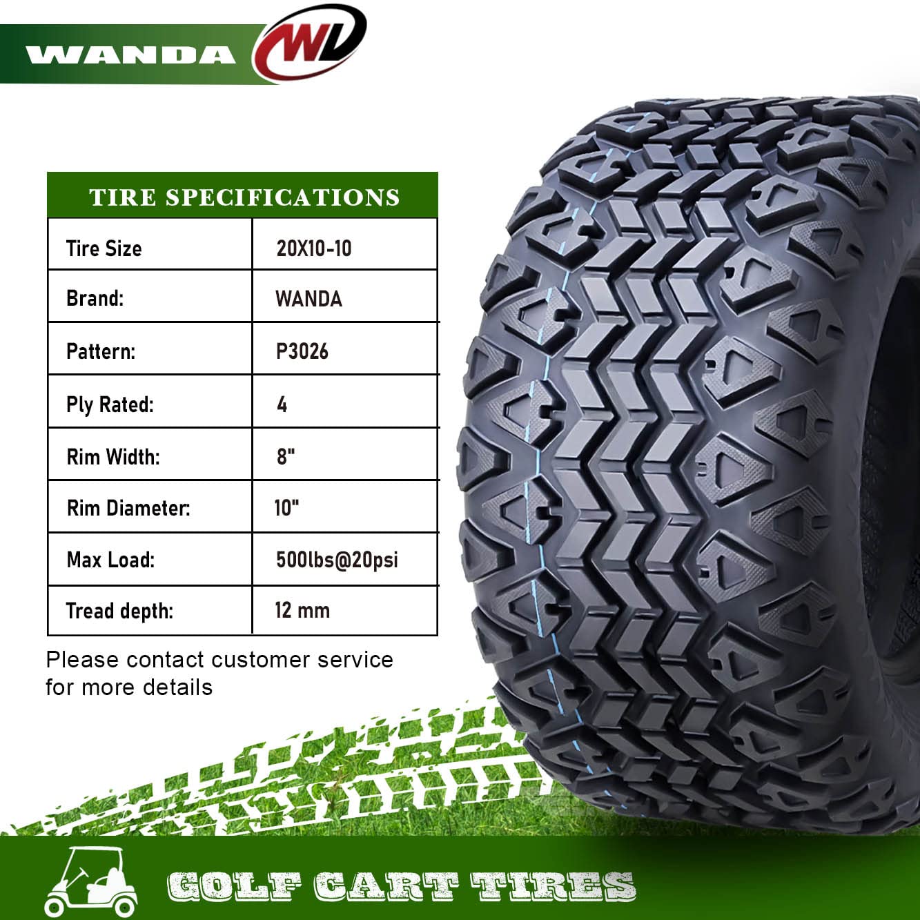 WANDA 23X10-14 Golf Cart ATV Tires 4 Ply 23x10x14 -Set 2-14035