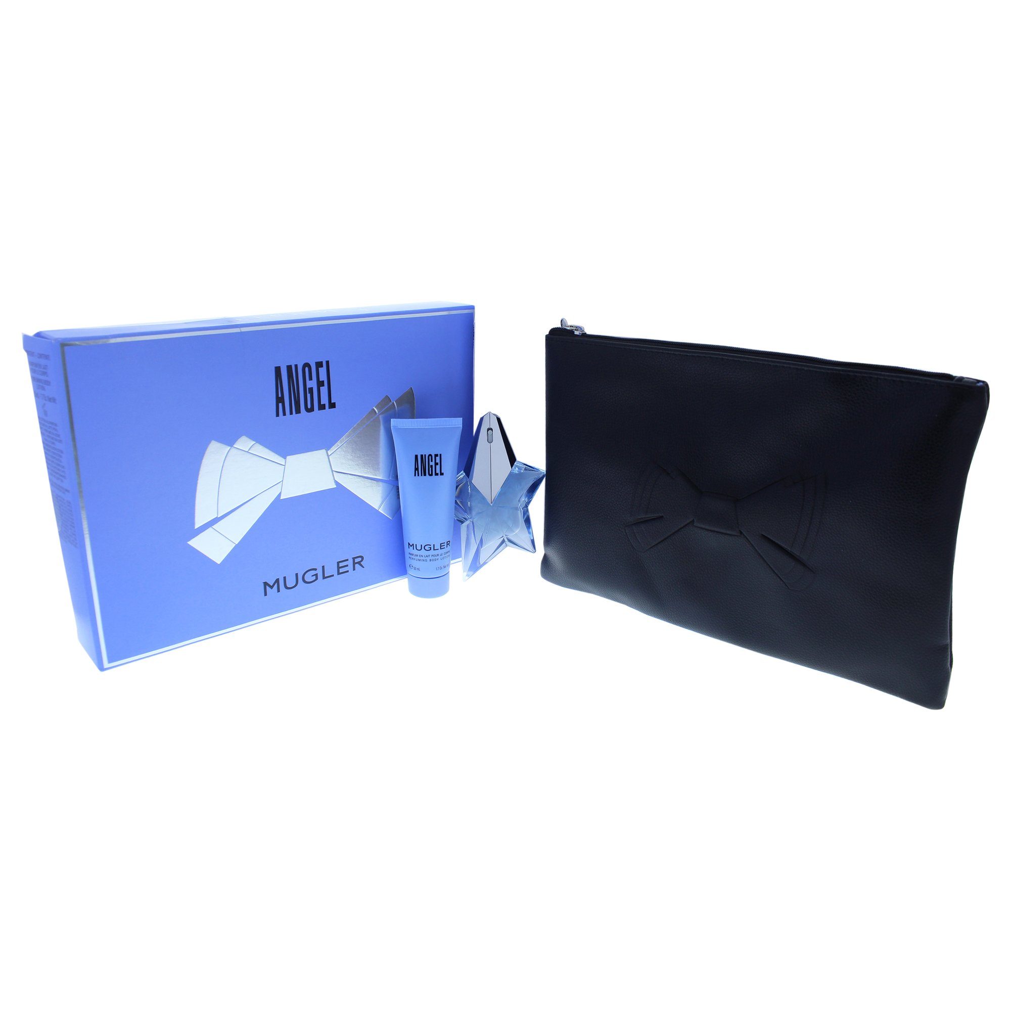 Thierry Mugler Angel 3 Pc.gift Set (Eau De Parfum Spray Refillable + Perfuming Body Lotion +cosmetics Bag) for Women, 0.8 Fl Ounce
