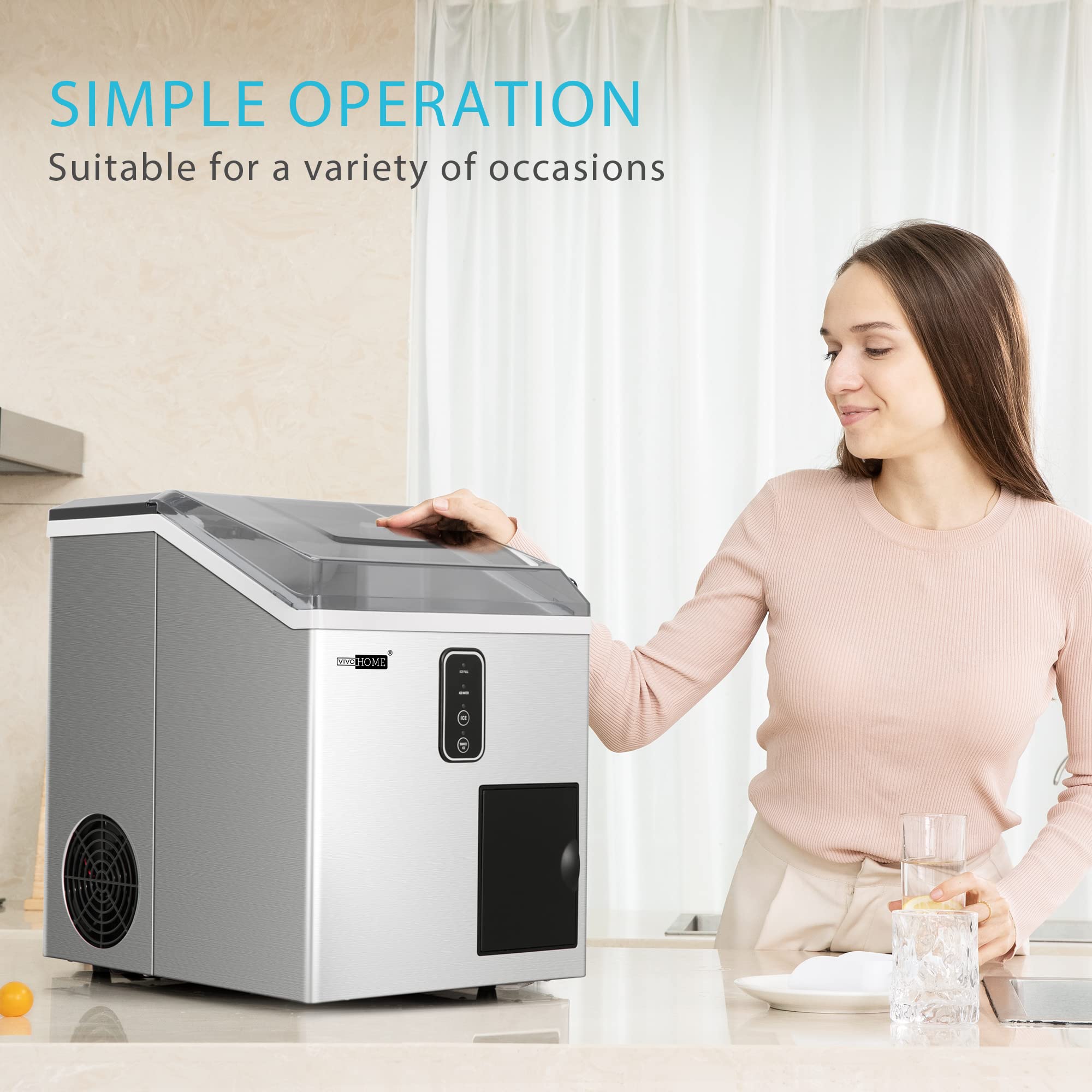 VIVOHOME 2 in 1 Electric Portable Compact Countertop Automatic Ice Maker and Shaver Machine 44lbs/Day