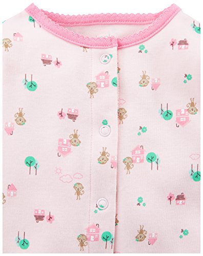 Simple Joys by Carter's Baby Girls' Cotton Snap Footed Sleep and Play, Pack of 2, Mint Green Owls/Pink Monkey, 3-6 Months