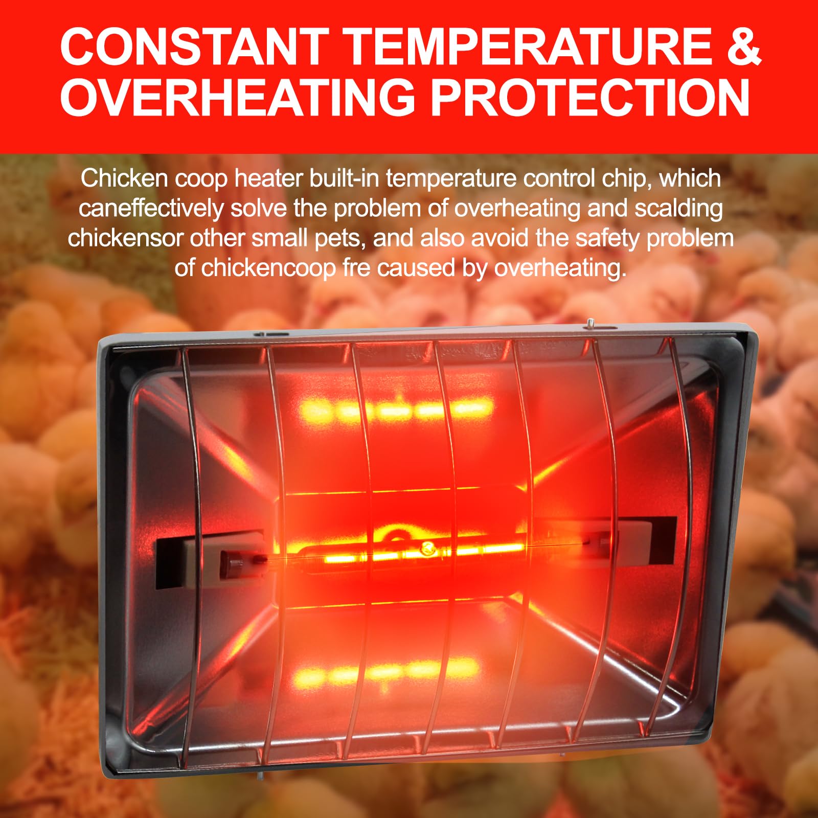 WISMOIER Infrared Heat Lamp for Chickens Coop Chicks Puppies Reptiles Livestock Poultry Bathroom 250 Watt 120V, Sauna Red Light Therapy Bulb