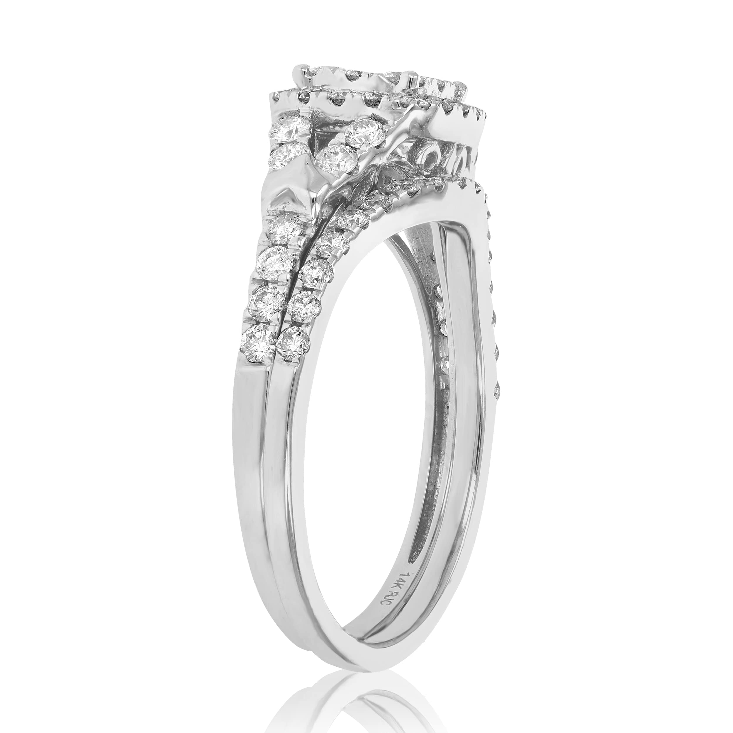 Vir Jewels 7/8 cttw Diamond Prong Set Wedding Engagement Ring Set 14K White Gold Bridal Size 6
