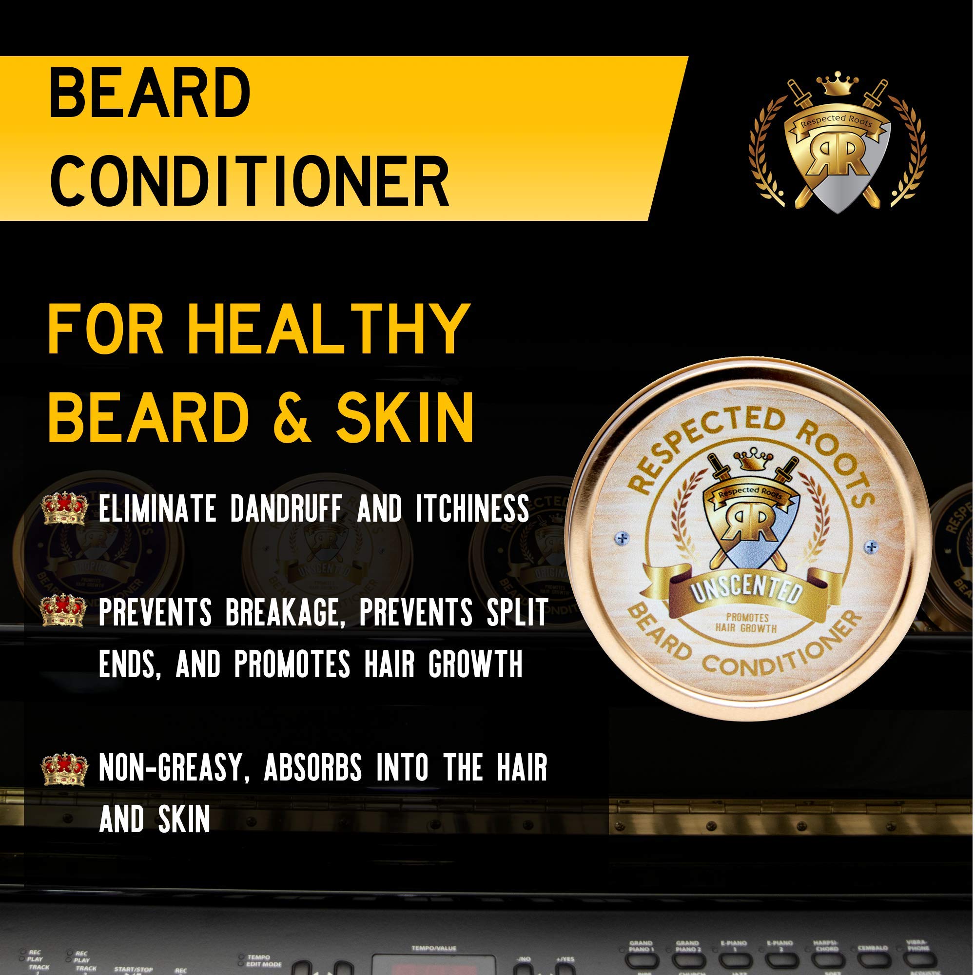Respected Roots Natural Unscented Beard Conditioner Balm for Men with Shea Butter, Cocoa butter, Mustache Moisturizer, Facial Hair Conditioner, Beard Growth Balm