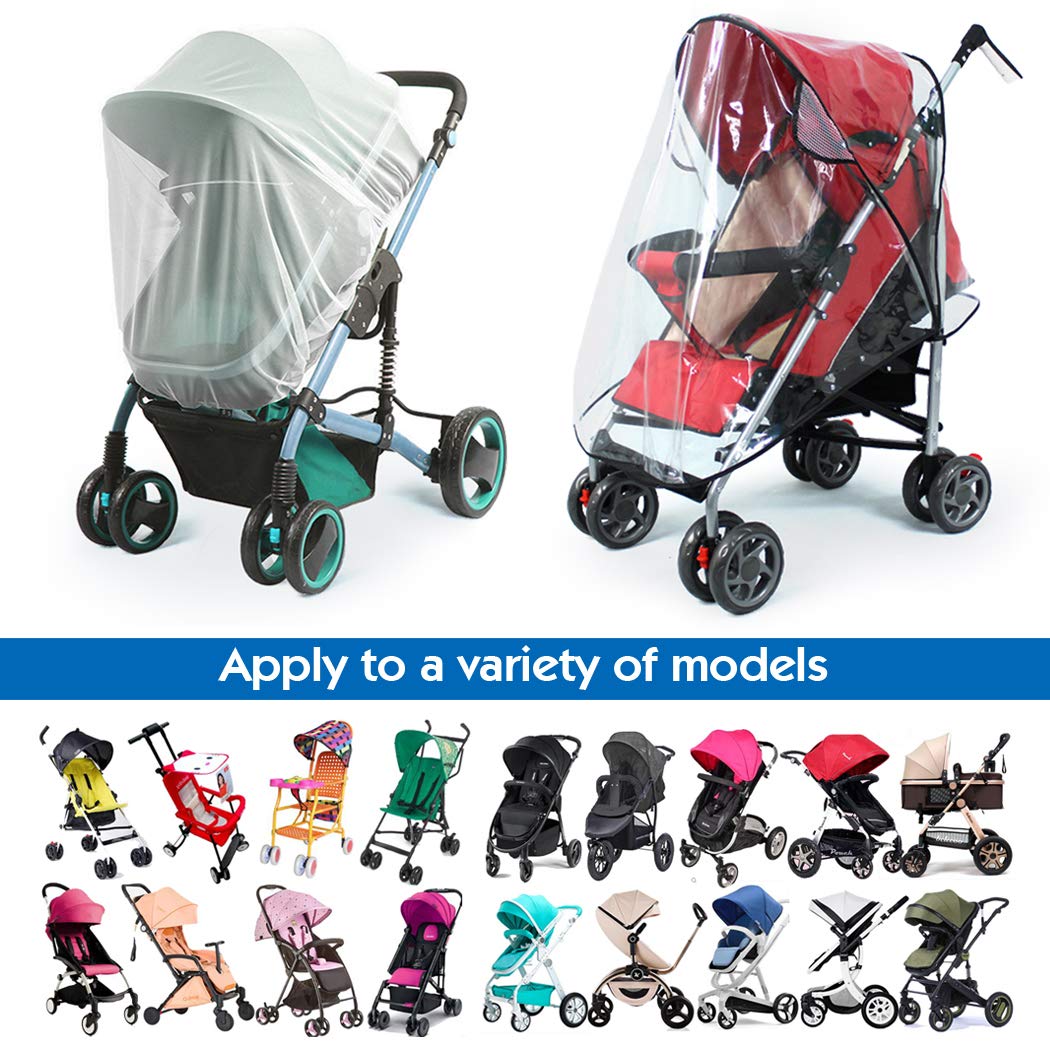 Universal Baby Stroller Rain Cover + Mosquito Net,Idefair Weather Shield Accessories,Protect from Rain Wind Snow Dust Water Proof Ventilate Clear-Breathable Bug Shield for Baby Stroller