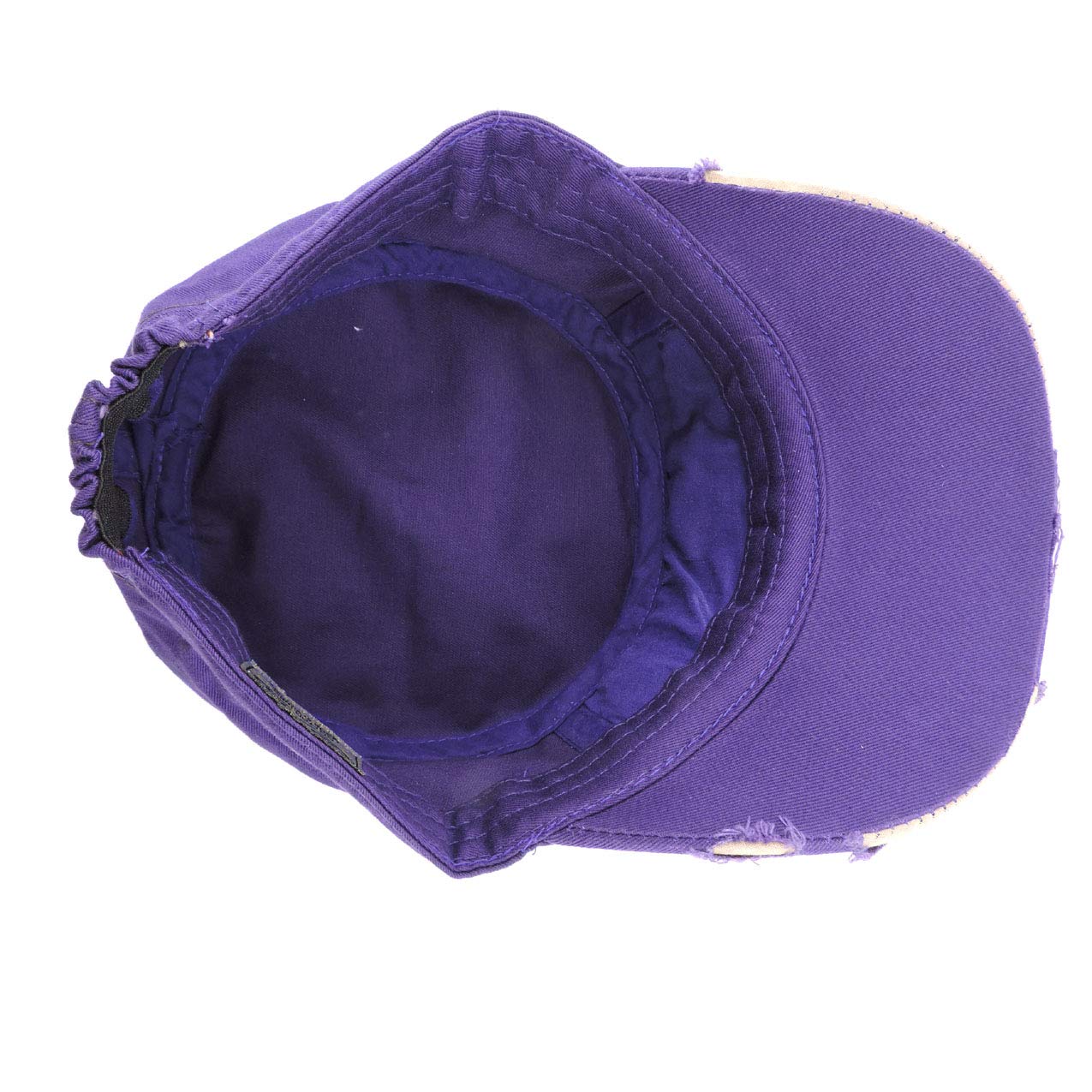 SILVERFEVER Women's Military Cadet Cap Hat - Patch Cotton - Studded & Embroidered (Purple, Cross Angel Wings)