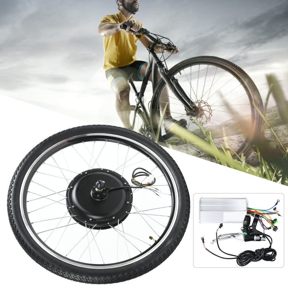 XinwoerElectric Bicycle Hub Motor Kit Wheel 26in Electric Bike Conversion 36V 500W with Meter,can Track Speed,Mileage and Gear Data(Front Drive)