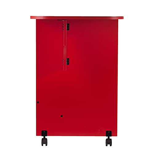 SEI FURNITURE Southern Enterprises Expandable Rolling Sewing Station Craft Table, Red