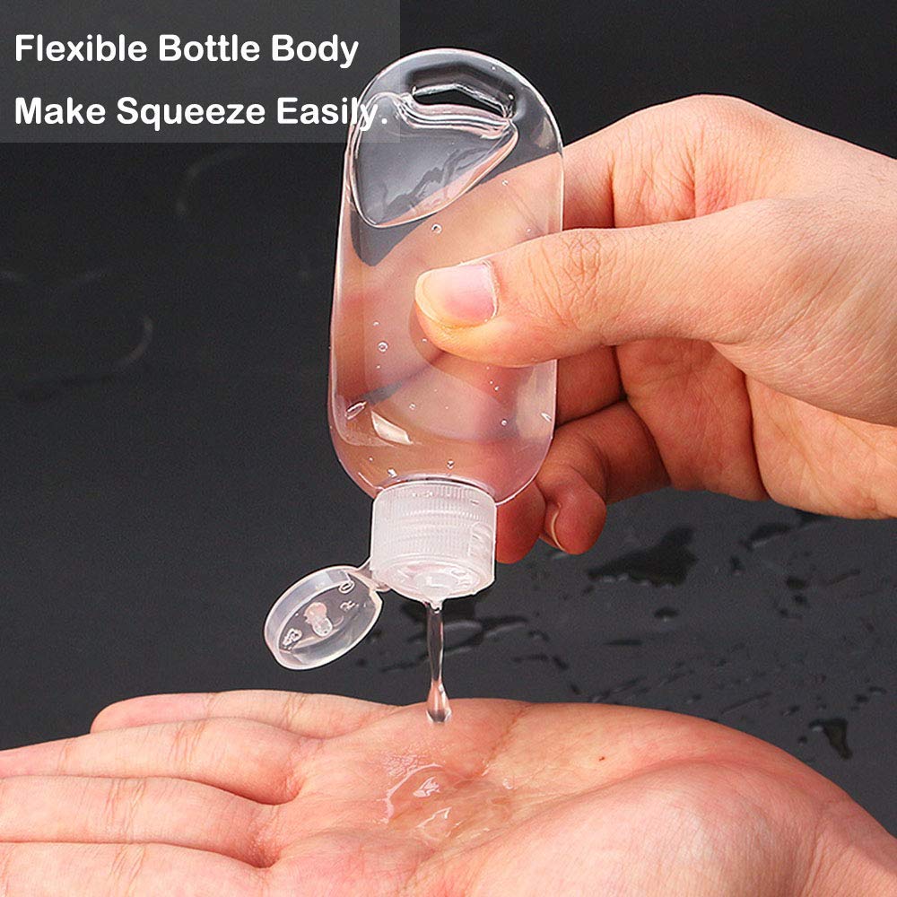 XITENBAO Travel Bottles with Keychain, 2oz/50ml Portable Plastic Travel Bottles - Leakproof Squeeze Bottles with Flip Cap - Empty Refillable Containers for Conditioner Body Wash Liquid etc