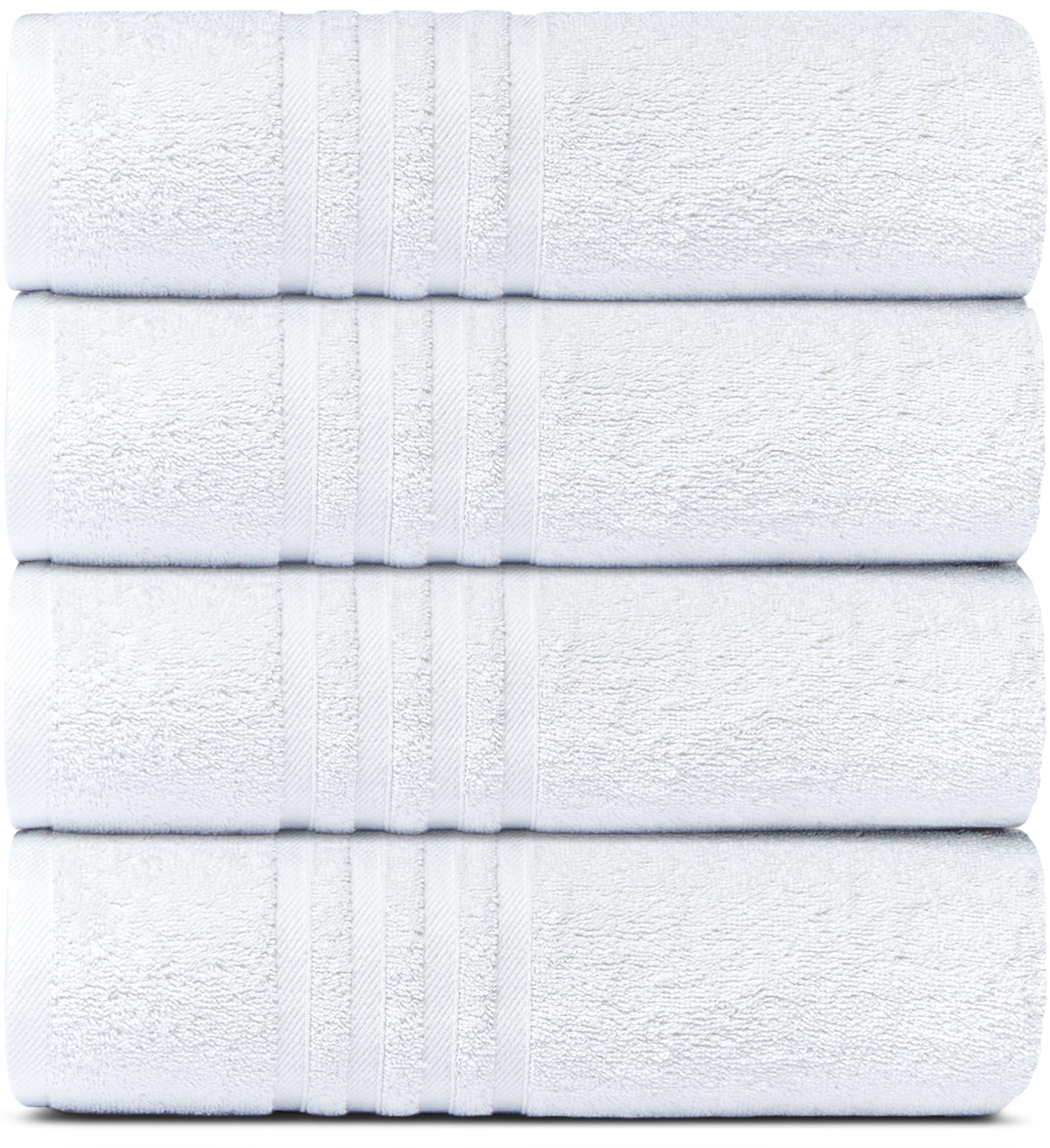 Wealuxe White Bath Towels 27x54 Inch, Cotton Towel Set for Bathroom, Hotel, Gym, Spa, Soft Extra Absorbent Quick Dry 4 Pack
