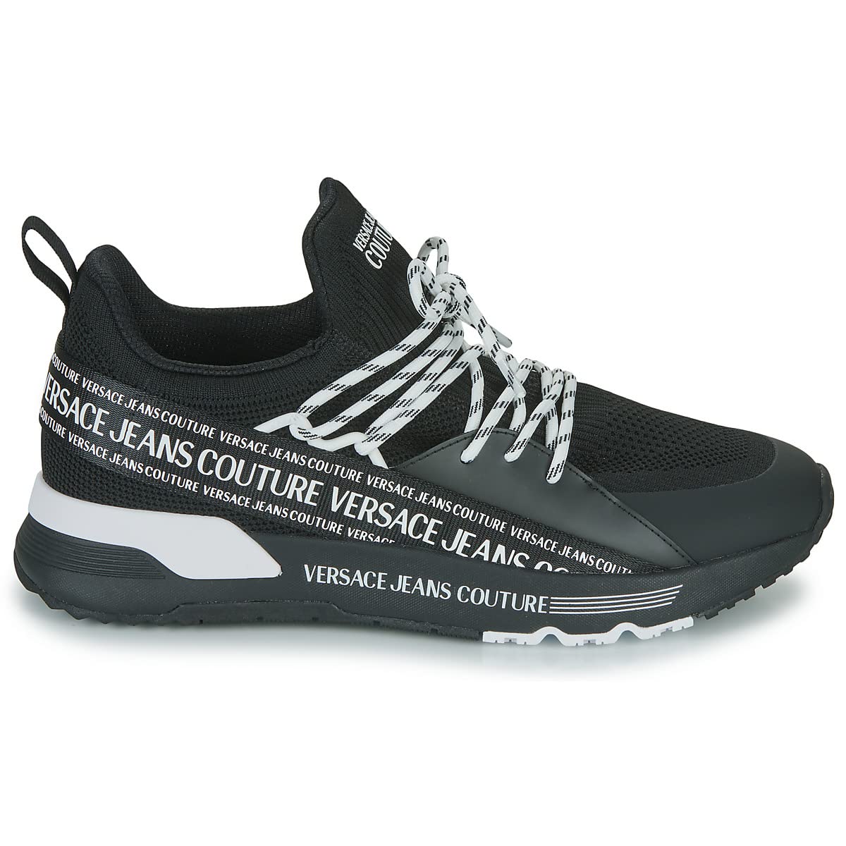 Versace Jeans Couture Black Lace Up Athletic Fashion Comfort Knit Sneakers-9 for mens