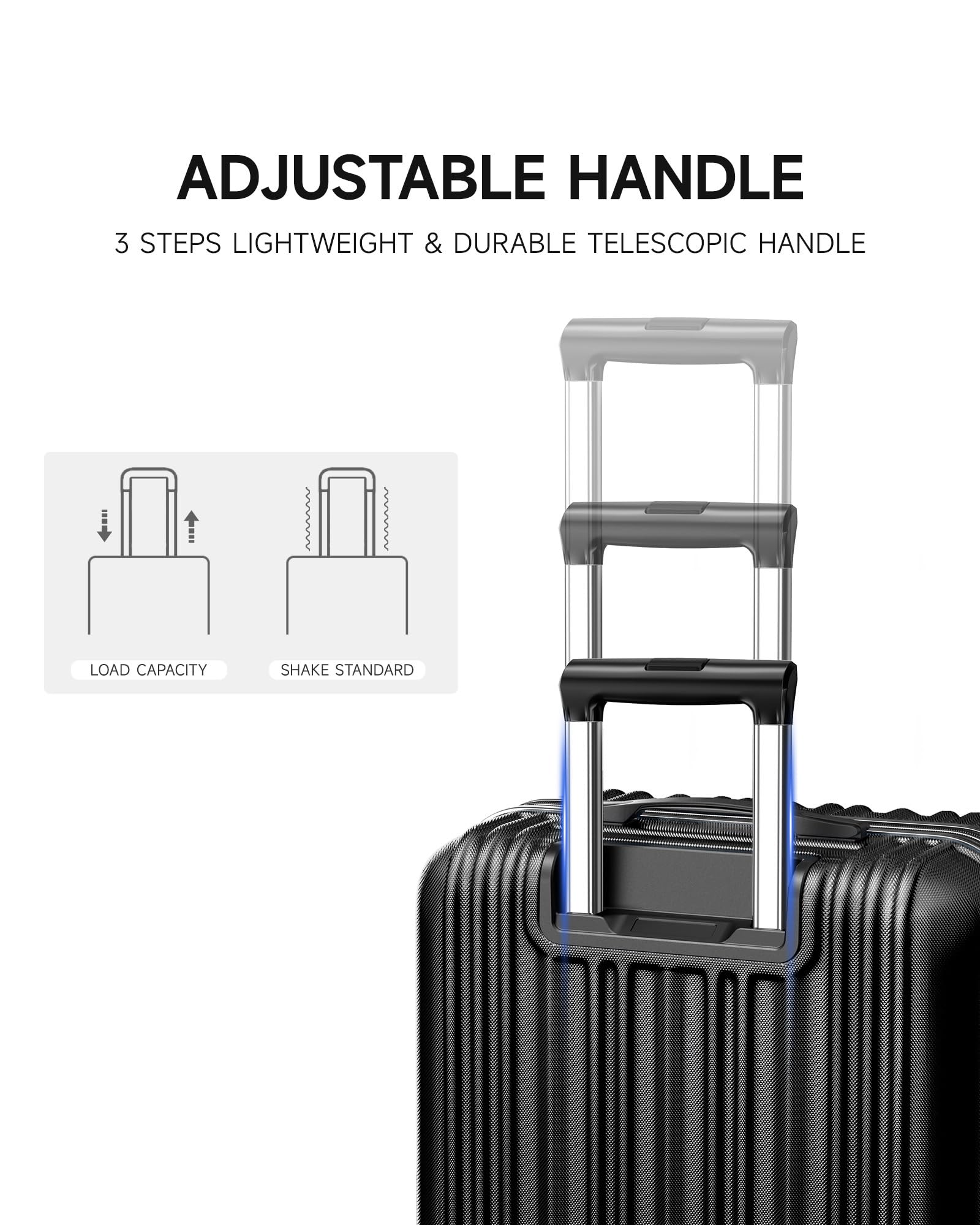 SunnyTour Expandable Luggage Sets with Double Spinner Wheels, 3 Piece Hard Suitcase Set for Short Trips and Long Travel, Blue