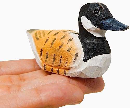 Selsela Canada Goose Figurine Decoration Handmade Wooden Statue Duck Art Decoy Carved Bird Geese Branta Small Animal Collectible