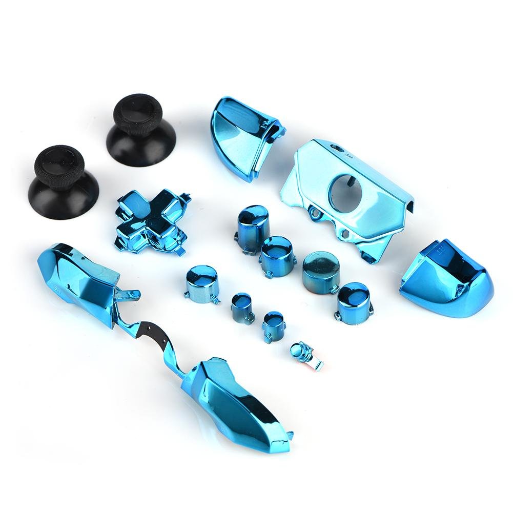 Trigger Button Set Case Cover, Non toxic Thumbsticks Full Buttons Kit, Replacement for One 3.5mm Jack Controller(Blue)