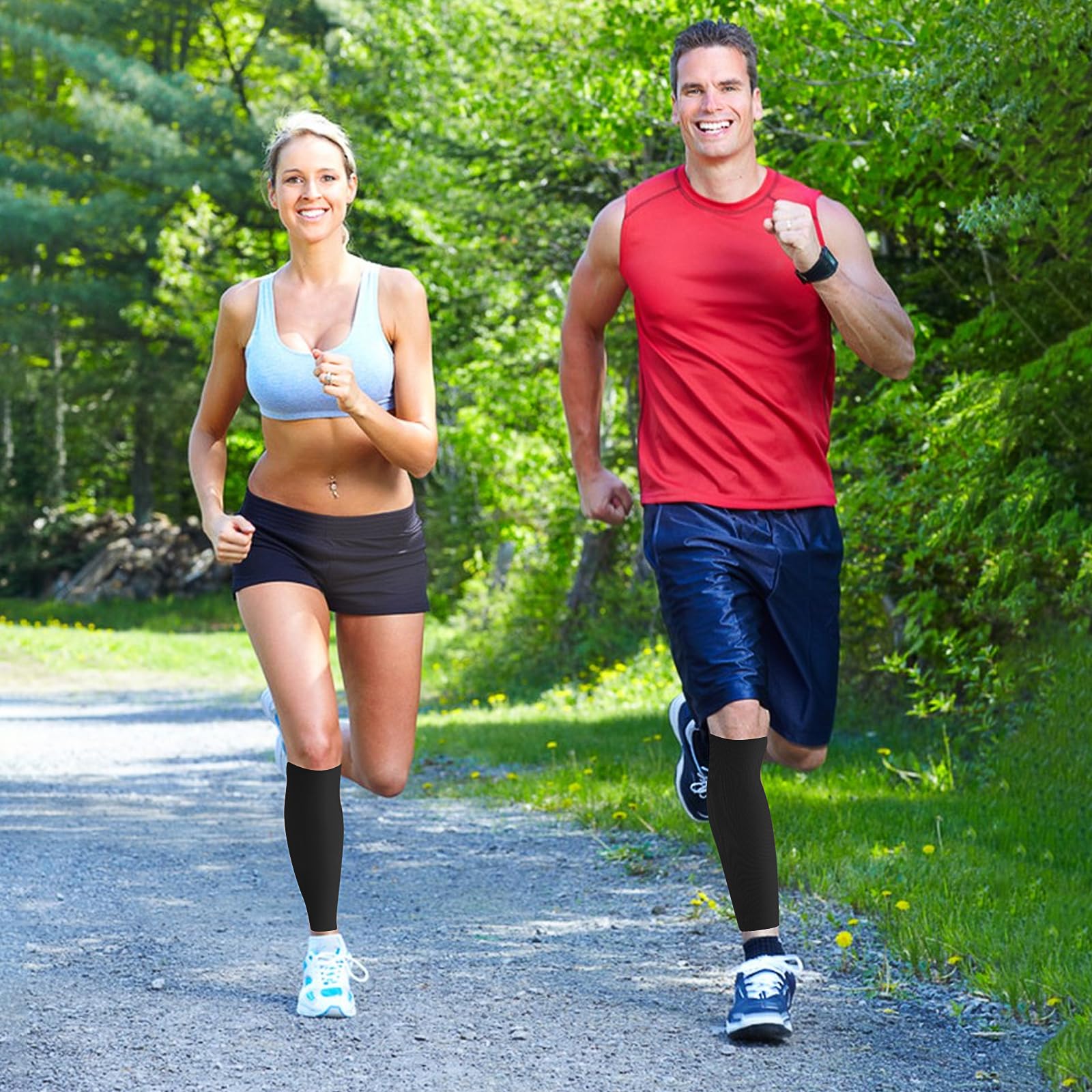 WLLHYF 2 Pair Calf Compression Sleeve Running Leg Compression Sock Calf and Shin Support Footless Compression Socks Relieve Calf Pain for Men Women Youth Running Cycling Walking