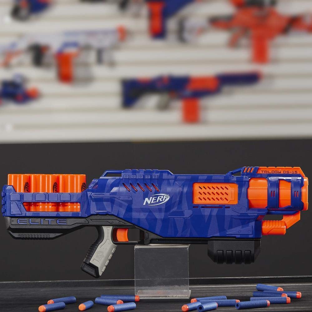 Trilogy DS-15 Nerf N-Strike Elite Toy Blaster with 15 Official Nerf Elite Darts and 5 Shells β for Children, Teens, Adults