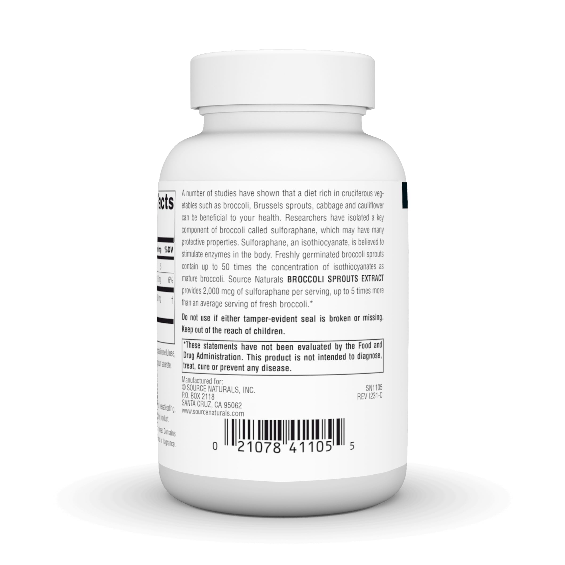 Source Naturals Broccoli Sprouts Extract, Containing Up to 50 Times The Concentration of Isothiocyanates as Mature Broccoli, 250 mg - 120 Tablets