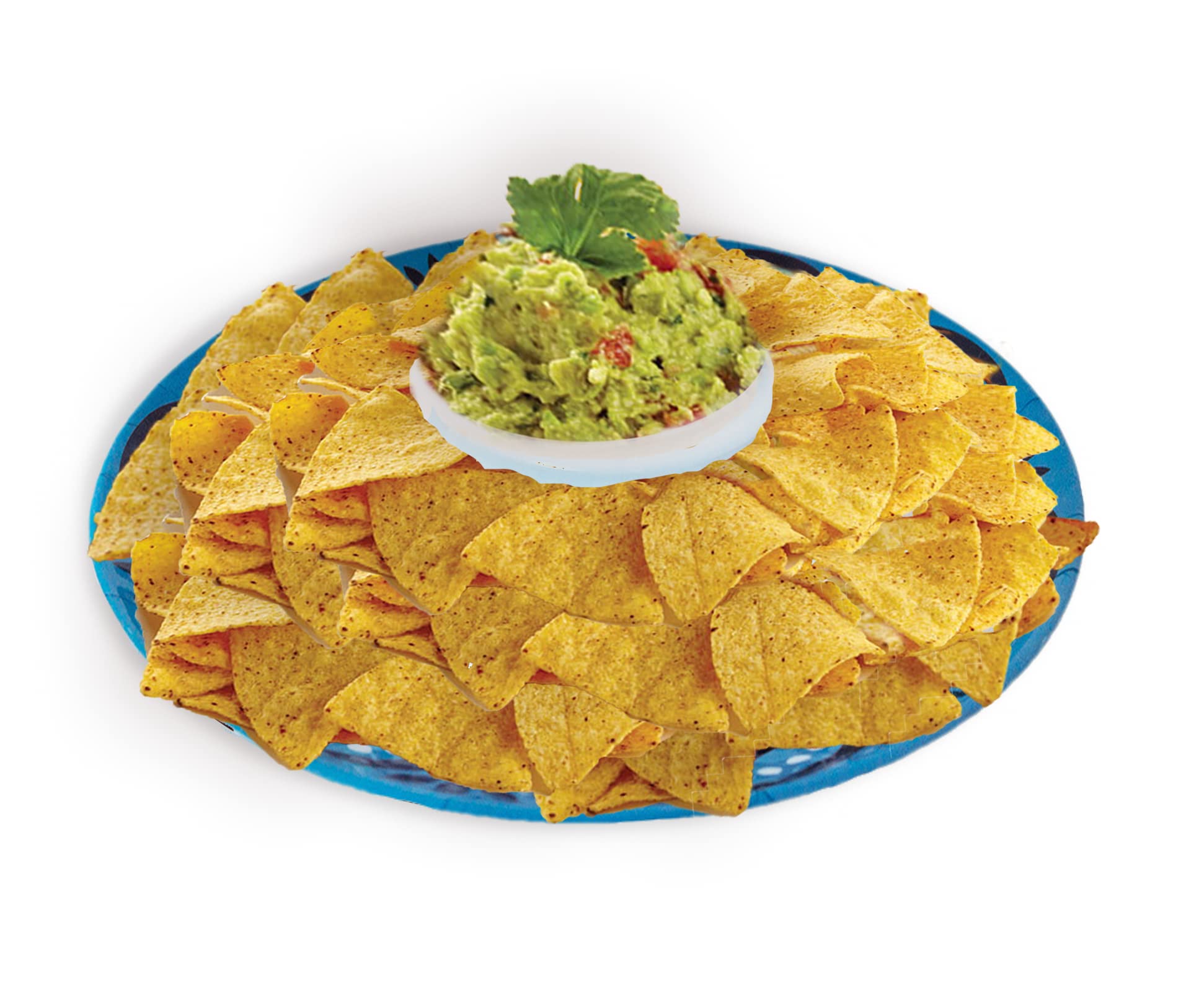 WunderfulThings Chip Dip Bowl Chips & Salsa Dish All-in-One JUMBO Serving Bowl for Chips and Dip - Shatter Resistant Embossed Melamine (hard plastic resin)