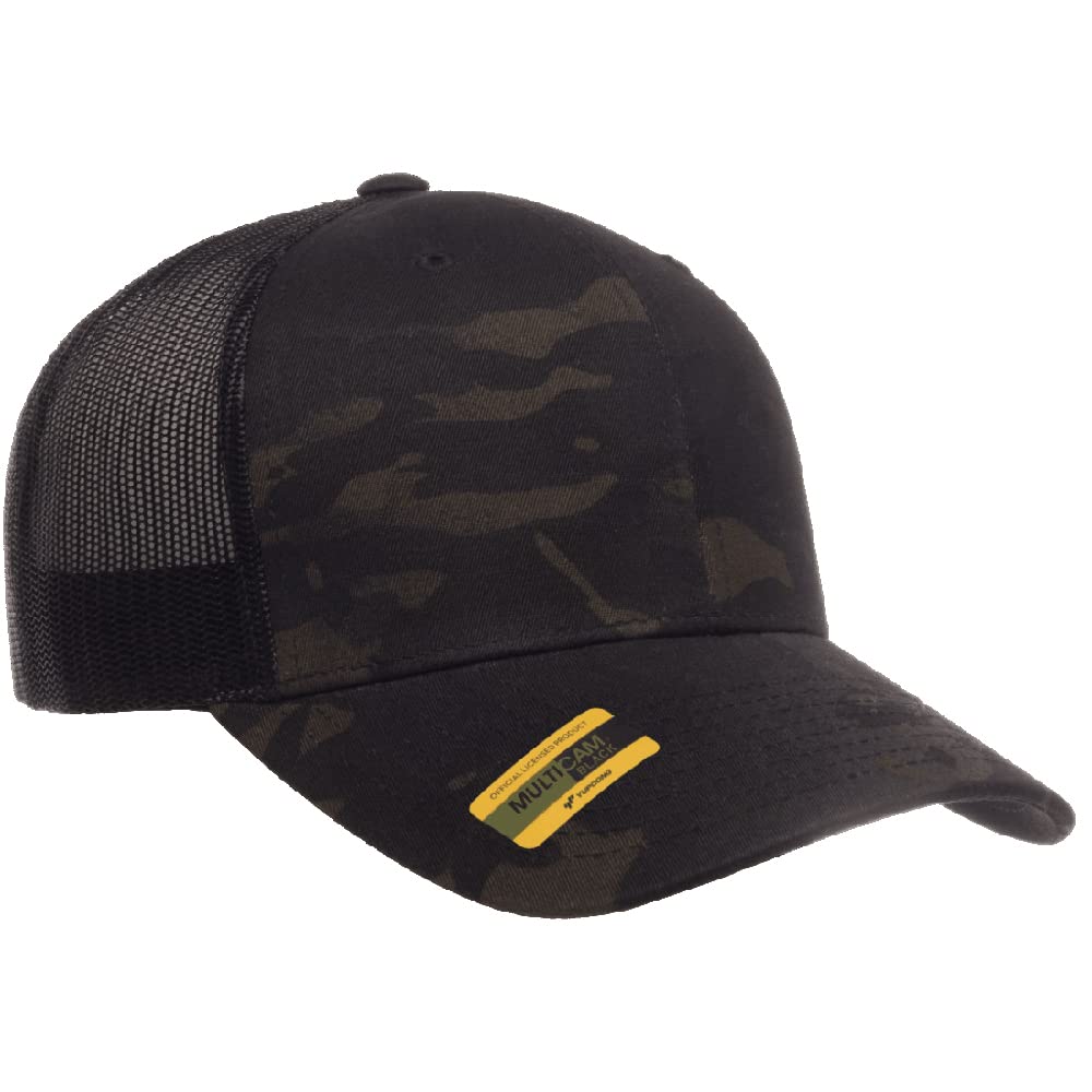 The Hat Pros | Yp Classics Retro Trucker Cap Structured Classic Yupoong Snapback Hat (Multicam Black)