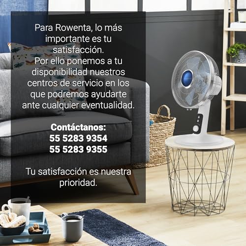 Rowenta, Desk Fan, Turbo Silence Table Fan with Remote, 18 Inches, Ultra Quiet Fan for Bedroom, Oscillating, Portable, 5 Speeds, Black, Indoor, VU2660