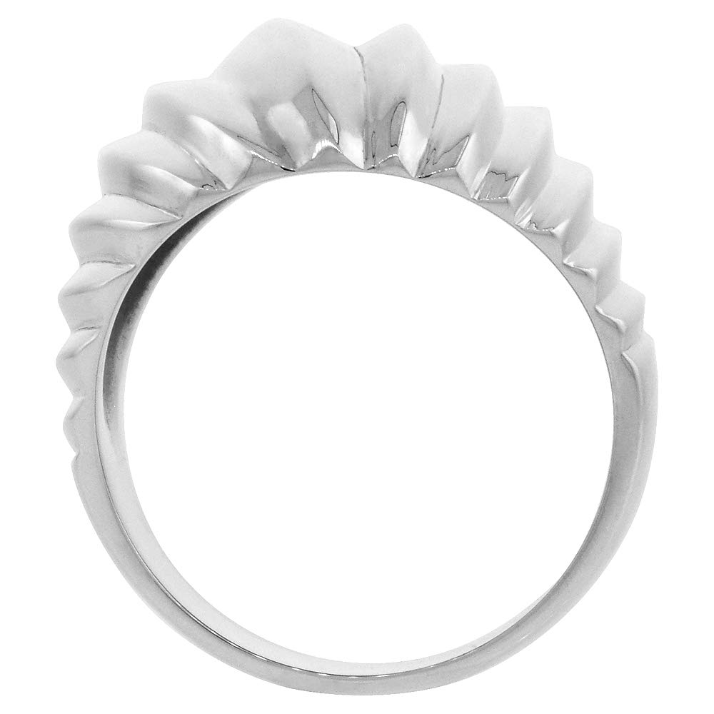 Sterling Silver Scalloped High Dome Ring 5/8 inch wide size 7.5