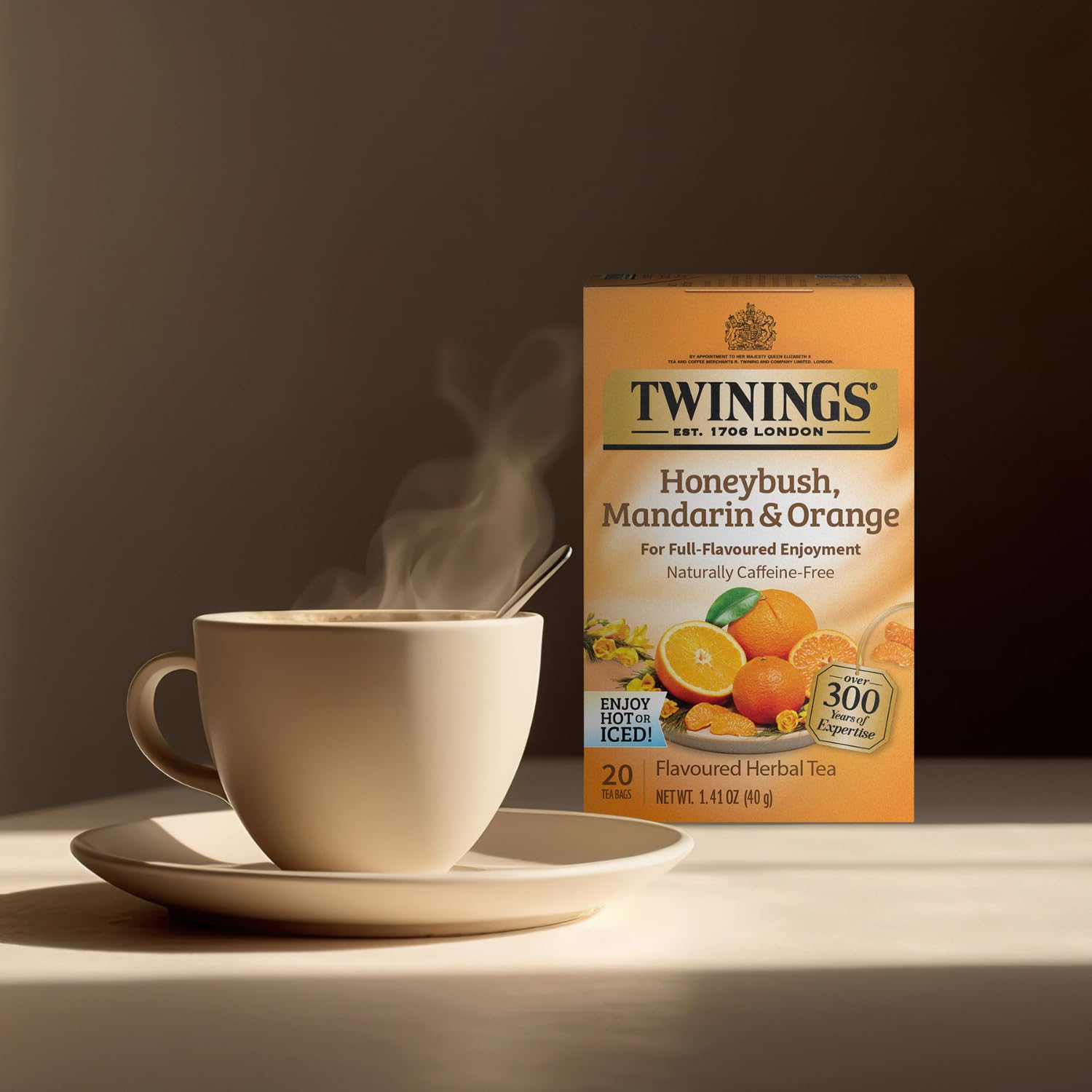 Twinings Honeybush Mandarin & Orange Herbal Tea - Naturally Caffeine-Free Tea Bags Individually Wrapped, 20 Count