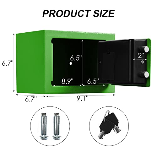 TENAMIC Safe Box 0.23 Cubic Feet Electronic Digital Security Box, Keypad Lock Box Cabinet Safes, Mini Safe Suitable for Office Hotel Home Safe, Green