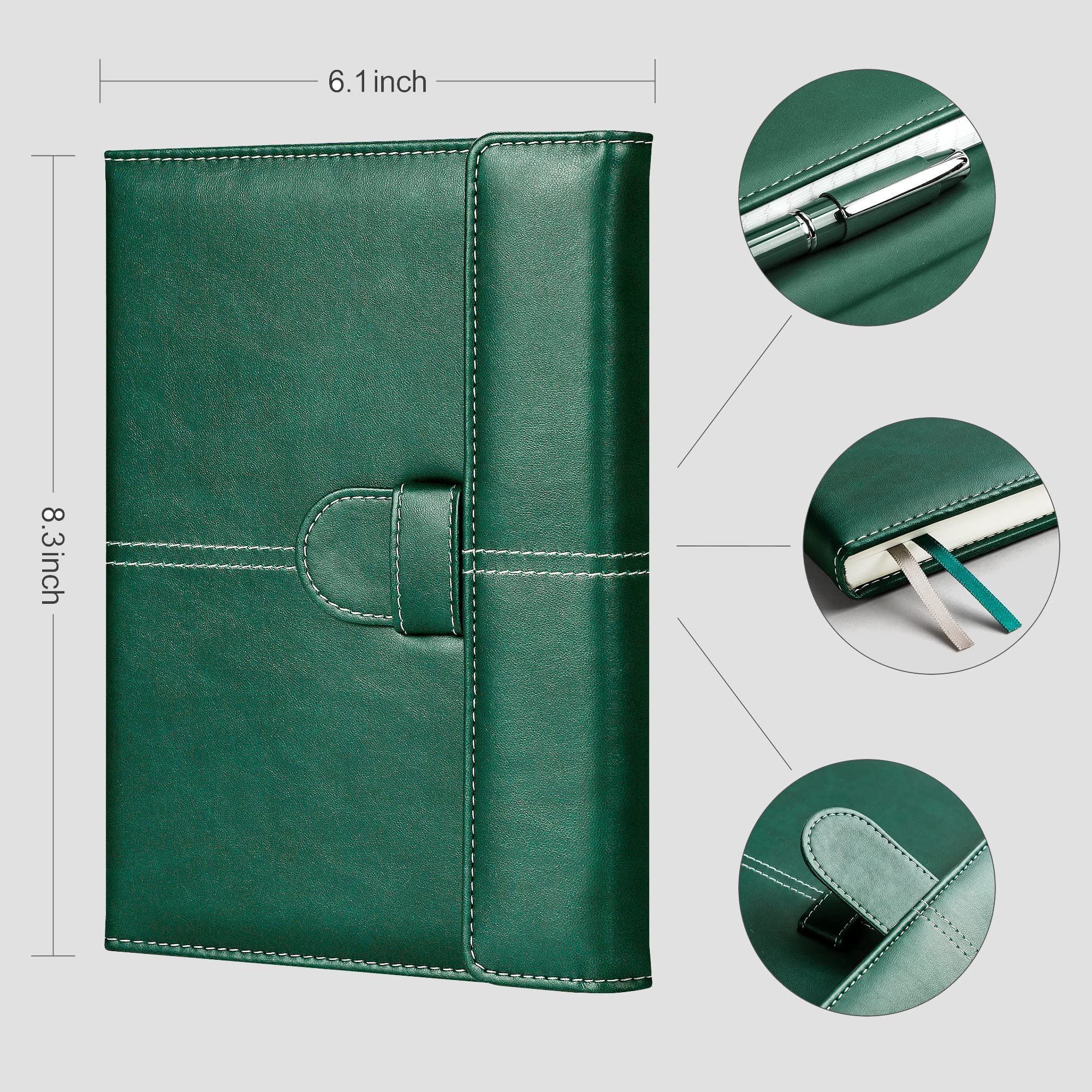 RETTACY Premium Leather Notebook with Gift Box - A5 Lined Notebook for Work with 192 Pages, Business Notebook for Men, 100 GSM Premium Acid-Free Paper, 5.7'' × 8.3'', Gift Ideas (Blue-Gray)