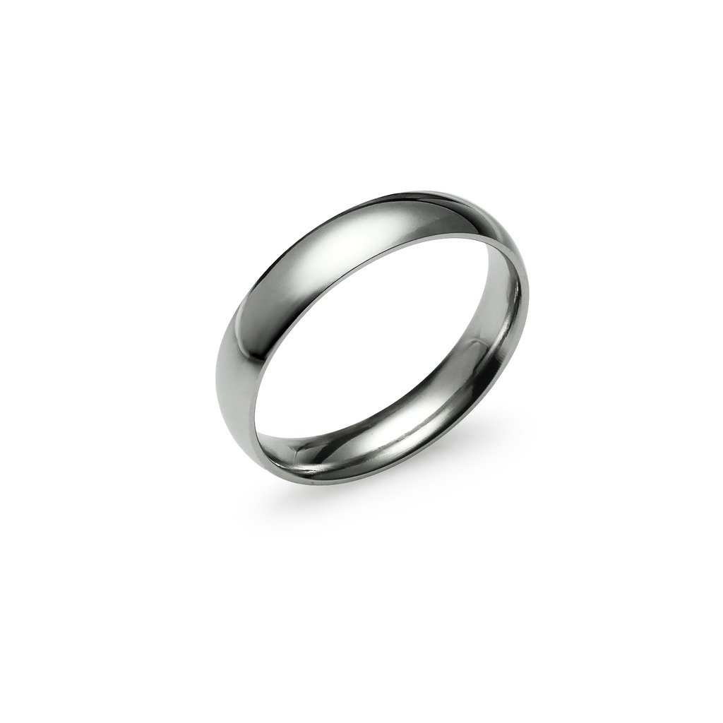 SILVERLINE JEWELRY Silver Tone High Polish 4mm Plain Comfort Fit Wedding Band Ring Stainless Steel, Size 101/2