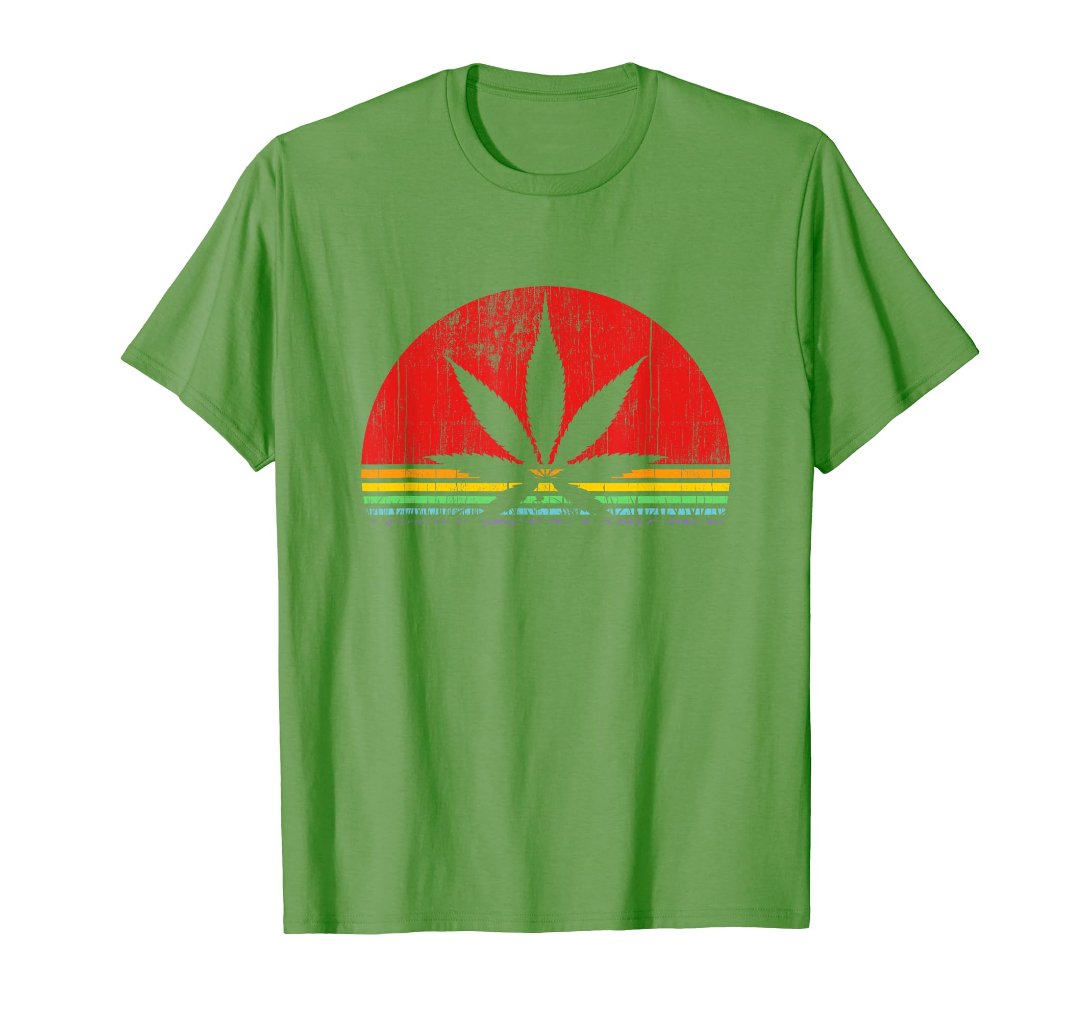 Sunset Vintage Marijuana Weed Cannabis Leaf St Patricks Day T-Shirt