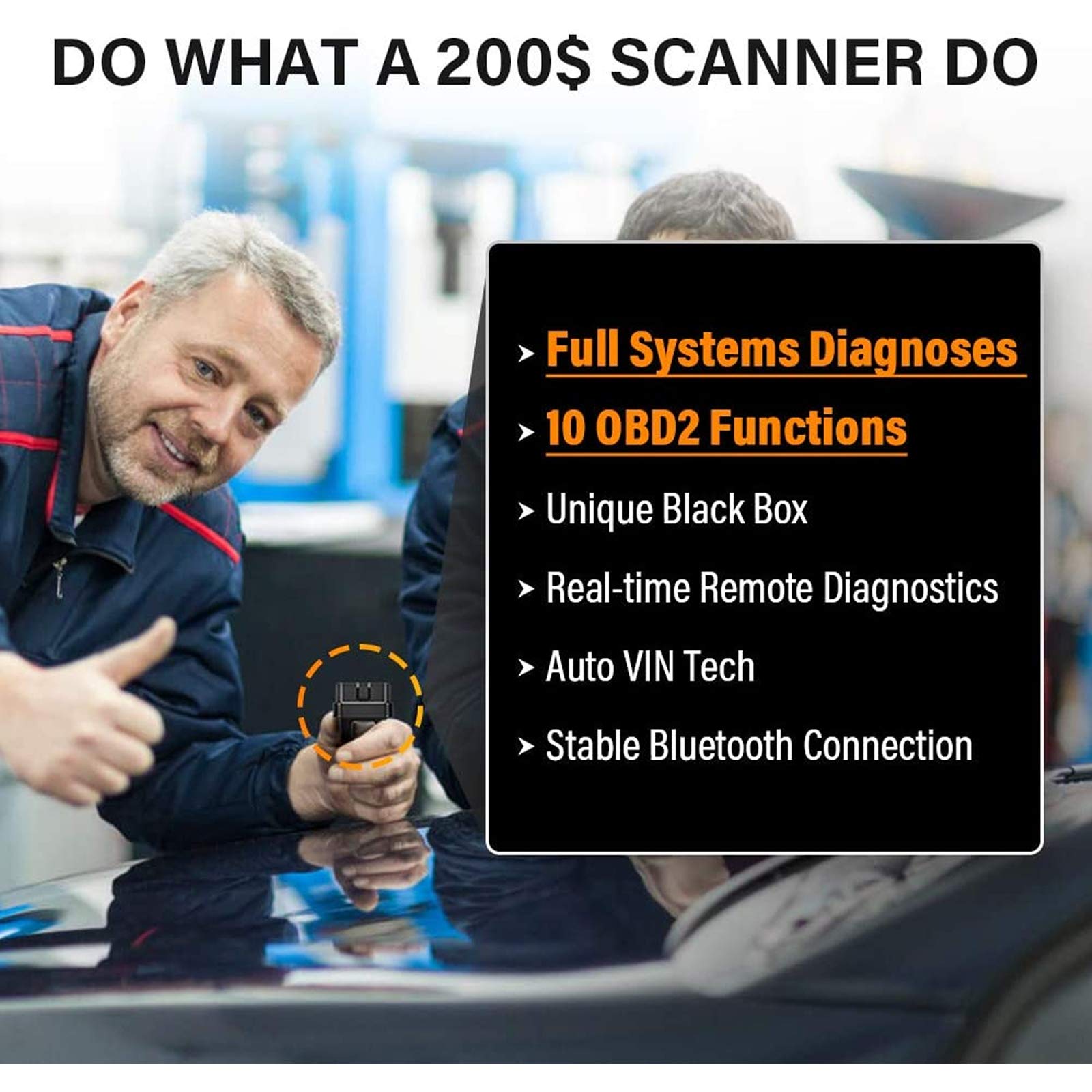 thinkcar 1S Bluetooth OBD2 Scanner, Enhanced Version with Full Systems Diagnoses and 10 OBD2 Functions, Ideal Code Reader for All Vehicles