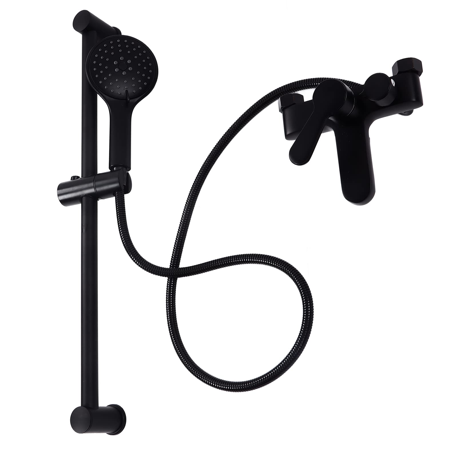 REUIQU shower head, Shower Heads with Handheld Spray Combo, shower head with handheld, G1/2 Shower Combo Set Multifunctional Shower Head System Black Bathroom Shower Kit for Hotel
